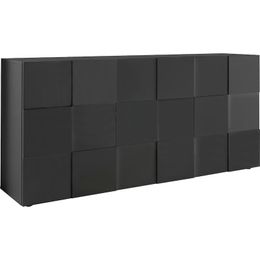 Inosign Sideboard &raquo;Dama Breite 181, Kommode 3 T&uuml;ren, Anrichte&laquo; Front in 3D-Optik, viel Stauraum, verschiedene Farben Anthrazit Hochglanz Lack Das...
