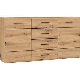 FORTE Sideboard »Seikola« Breite ca. 169 cm Artisan Eiche / Schwarz 2 Türen und 4 Schubkästen