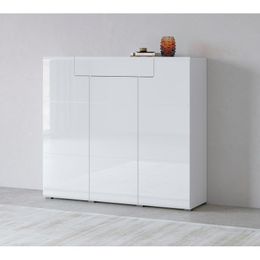 Inosign Highboard »Toledo, Breite 147, 5 cm, trendige Hochkommode mit 3 Türen 1SK« Hochschrank mit viel Stauraum, stylische Hochglanzfronten weiss...