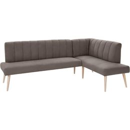 exxpo - SOFA FASHION Eckbank »Costa, moderne Rückensteppung, bequem und elegant, hoher Holzfuß« hochwertig verarbeitet, Frei im Raum stellbar delfin