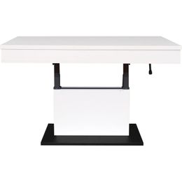 Mäusbacher MÄUSBACHER Couchtisch »Lift Couchtisch« höhenverstellbar 58-77cm, Tischplatte aufziehbar, Staufach, 110cm breit vulkanschwarz supermatt/Ice white...