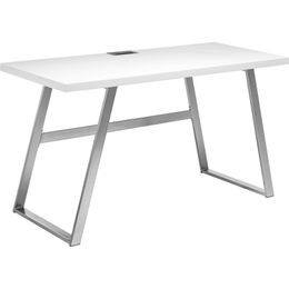 MCA furniture Schreibtisch »Andria« Weiß matt lackiert mit Kabeldurchlass, Breite 140 cm Weiß matt + Edelstahloptik + Weiß matt