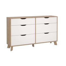 Andas Kommode »Ikast, Schubladenschrank, Sideboard, Aufbewahrung, Stauraum« 6 Schubladen, Eingriffsmulden, Breite 156 cm Jackson hickory/Weiß
