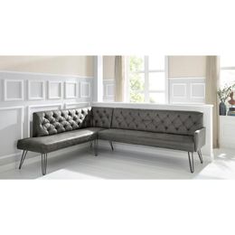 exxpo - SOFA FASHION Eckbank »Doppio, Chesterfield Optik, komfortabel und bequem, hohe Designfüße« Frei im Raum stellbar antrazith