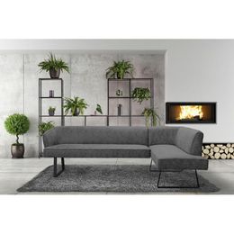 exxpo - SOFA FASHION Eckbank »Americano« mit Keder und Metallfüßen, Bezug in verschiedenen Qualitäten anthrazit
