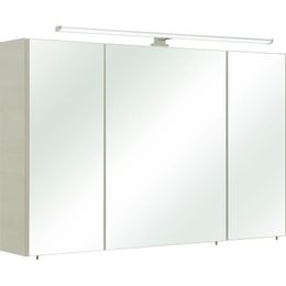 SAPHIR Spiegelschrank »Quickset Badezimmer-Spiegelschrank inkl LED-Aufsatzleuchte« 110 cm breit, inkl. Türdämpfer, 3 Spiegeltüren, mit Steckdose...
