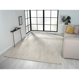 MyFlair MÖBEL & ACCESSOIRES Teppich »Ava« rechteckig 7 mm Höhe Uni Farben, meliert, Sisal-Optik, auch in rund erhältlich, mit Fransen beige/weiß...
