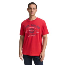 Tom Tailor T-Shirt mit großem Logofrontprint samba red XXL XXL Rundhalsshirt von Tom Tailor