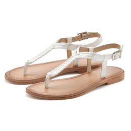 Vivance Zehentrenner Sandalette, Sommerschuh, Sandale aus Leder mit Flecht-Optik weiß 36 36 Sommersandale aus hochwertigem Leder gefertigt