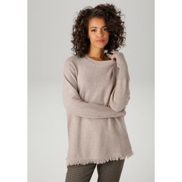 Aniston CASUAL Strickpullover mit eingestricktem Stern im Rücken - NEUE KOLLEKTION beigemeliert 40/42 40/42 Melierter Pullover aus weicher...