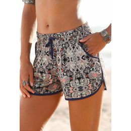 s.Oliver Strandshorts mit Ethnodruck und Taschen, elastischer Gummizugbund, kurze Hose marine-bedruckt 38 - N-Gr N-Gr 38 Jerseyshorts mit modischem...