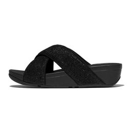 fitflop Pantolette »LULU CRINKLED SHIMMER« Slides, Badeschuh, Abendmode mit Glitter schwarz 38 38 Bequeme Keilpantolette mit komfortabler...