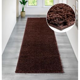 Bruno Banani L&auml;ufer &raquo;Shaggy Soft&laquo; rechteckig 30 mm H&ouml;he L&auml;ufer, Br&uuml;cke, gewebt, Uni-Farben, besonders weich dunkelbraun Obermaterial: 100%...