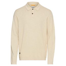 Camel Active Langarm-Poloshirt mit Rippbündchen Oatmeal L L Polo Shirt von Camel Active