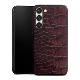 DeinDesign Galaxy S23+ Handy Silikon H&uuml;lle Case schwarz Handyh&uuml;lle Leather Crocodile Animal Print