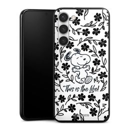 DeinDesign Galaxy S23+ Handy Silikon H&uuml;lle Case schwarz Handyh&uuml;lle Peanuts Flowers Snoopy