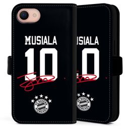 DeinDesign iPhone 16e Handy Klapph&uuml;lle Handyh&uuml;lle aus Kunst Leder schwarz Flip Case Jamal Musiala Fcb Fc Bayern M&uuml;nchen Sideflip mit Lasche