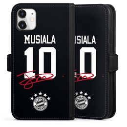 DeinDesign iPhone 11 Handy Klapph&uuml;lle Handyh&uuml;lle aus Kunst Leder schwarz Flip Case Jamal Musiala Fcb Fc Bayern M&uuml;nchen Sideflip mit Lasche