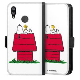 DeinDesign Huawei P20 Lite Handy Klapph&uuml;lle Handyh&uuml;lle aus Kunst Leder schwarz Flip Case Snoopy Peanuts Official Licensed Product Sideflip mit Lasche