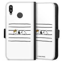 DeinDesign Huawei P20 Lite Handy Klapph&uuml;lle Handyh&uuml;lle aus Kunst Leder schwarz Flip Case Snoopy Dog Peanuts Sideflip mit Lasche