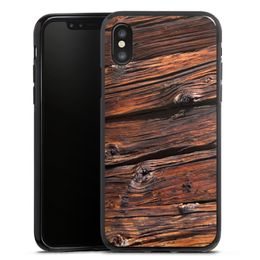 DeinDesign iPhone X Handy Silikon H&uuml;lle Case schwarz Handyh&uuml;lle Beams Wood Wooden Look