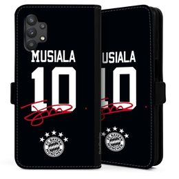 DeinDesign Galaxy A32 5G Handy Klapph&uuml;lle Handyh&uuml;lle aus Kunst Leder schwarz Flip Case Jamal Musiala Fcb Fc Bayern M&uuml;nchen Sideflip mit langer Lasche