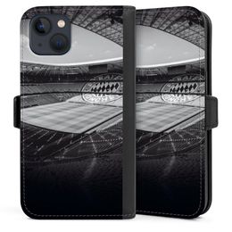 DeinDesign iPhone 13 Handy Klapph&uuml;lle Handyh&uuml;lle aus Kunst Leder schwarz Flip Case Stadium Fcb Fc Bayern M&uuml;nchen Sideflip mit Lasche