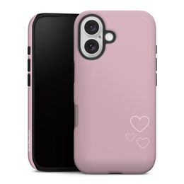DeinDesign iPhone 16 Handy Panzer Handyh&uuml;lle robuste Outdoor H&uuml;lle Schutzh&uuml;lle gl&auml;nzend Light Pink Heart Love Tough Case
