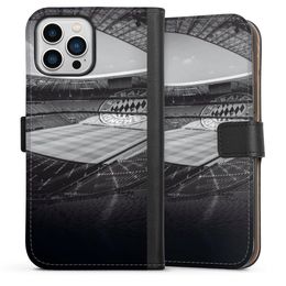 DeinDesign iPhone 13 Pro Max Handy Klapph&uuml;lle Handyh&uuml;lle aus Kunst Leder schwarz Flip Case Stadium Fcb Fc Bayern M&uuml;nchen Sideflip mit langer Lasche