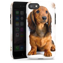 DeinDesign iPhone SE (2022) Handy Panzer Handyh&uuml;lle robuste Outdoor H&uuml;lle Schutzh&uuml;lle matt Dog Dachshund Pet Tough Case