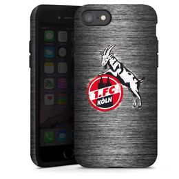 DeinDesign iPhone SE (2022) Handy Panzer Handyh&uuml;lle robuste Outdoor H&uuml;lle Schutzh&uuml;lle matt Metallic Look Official Licensed Product 1. Fc K&ouml;ln Tough Case