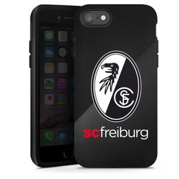 DeinDesign iPhone SE (2022) Handy Panzer Handyh&uuml;lle robuste Outdoor H&uuml;lle Schutzh&uuml;lle matt Lettering Sc Freiburg Logo Tough Case