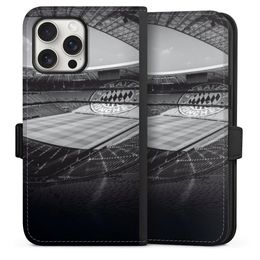 DeinDesign iPhone 15 Pro Max Handy Klapph&uuml;lle Handyh&uuml;lle aus Kunst Leder schwarz Flip Case Stadium Fcb Fc Bayern M&uuml;nchen Sideflip mit Lasche