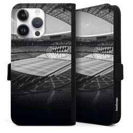 DeinDesign iPhone 14 Pro Max Handy Klapph&uuml;lle Handyh&uuml;lle aus Kunst Leder schwarz Flip Case Stadium Fcb Fc Bayern M&uuml;nchen Sideflip mit Lasche
