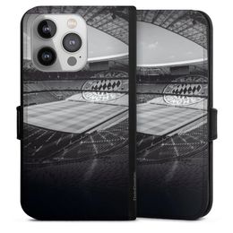DeinDesign iPhone 14 Pro Handy Klapph&uuml;lle Handyh&uuml;lle aus Kunst Leder schwarz Flip Case Stadium Fcb Fc Bayern M&uuml;nchen Sideflip mit langer Lasche