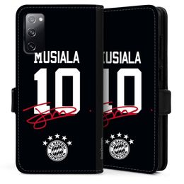 DeinDesign Galaxy S20 Handy Klapph&uuml;lle Handyh&uuml;lle aus Kunst Leder schwarz Flip Case Fcb Fc Bayern M&uuml;nchen Jamal Musiala Sideflip mit Lasche