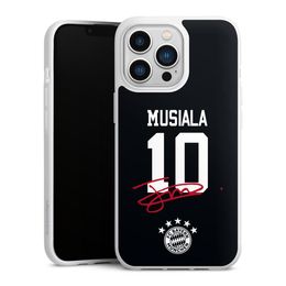 DeinDesign iPhone 13 Pro Handy Silikon H&uuml;lle Case wei&szlig; Handyh&uuml;lle Jamal Musiala Fcb Fc Bayern M&uuml;nchen Silikon Case