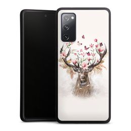 DeinDesign Galaxy S20 FE Handy Premium Silikon H&uuml;lle Handyh&uuml;lle schwarz Case Flowers Deer Animals Silikon Premium Case