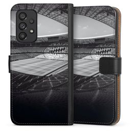 DeinDesign Galaxy A53 5G Handy Klapph&uuml;lle Handyh&uuml;lle aus Kunst Leder schwarz Flip Case Stadium Fcb Fc Bayern M&uuml;nchen Sideflip mit langer Lasche