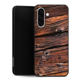 DeinDesign Galaxy A56 5G Handy Premium Silikon H&uuml;lle Handyh&uuml;lle schwarz Case Wood Beams Wooden Look Silikon Premium Case
