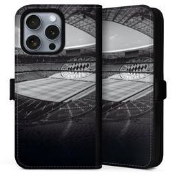 DeinDesign iPhone 16 Pro Max Handy Klapph&uuml;lle Handyh&uuml;lle aus Kunst Leder schwarz Flip Case Stadium Fcb Fc Bayern M&uuml;nchen Sideflip mit Lasche