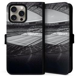 DeinDesign iPhone 16 Pro Handy Klapph&uuml;lle Handyh&uuml;lle aus Kunst Leder schwarz Flip Case Stadium Fcb Fc Bayern M&uuml;nchen Sideflip mit Lasche