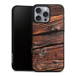 DeinDesign iPhone 16 Pro Max Handy Premium Silikon H&uuml;lle Handyh&uuml;lle schwarz Case Wood Wooden Look Beams Silikon Premium Case
