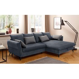 Ecksofa Home Affaire "Tirano, moderne Optik, komfortabel, Breite 274cm,L-Form", grau (anthrazit), B:274cm H:88cm T:170cm, Sofas, Ecksofa, wahlweise mit Bettfunktion und Bettkasten