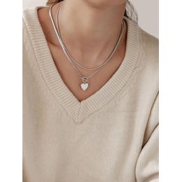 Hey Happiness Necklace 'Herz Duo' female Silver size Onesize