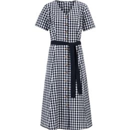 Damen Trachtenkleid mit Bindeg&uuml;rtel marine-wei&szlig;-kariert, Gr&ouml;&szlig;e 40