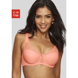 Nuance Damen Minimizer-BH, Gr. 110, orange, Netz, Obermaterial: 71% Polyamid, 29% Elasthan, BHs, mit Bügel und modischen Netzeinsätzen
