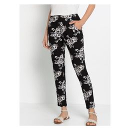 Lascana 7/8-Hose schwarz Gr. 44 f&uuml;r Damen. Mit Allover-Druck. Figurbetont. Nachhaltig.
