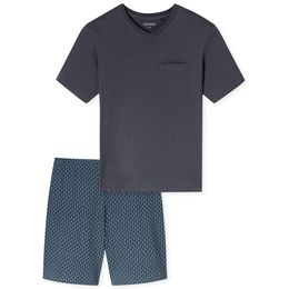 Schiesser Pyjama kurz 'Essentials' Herren Gr&ouml;&szlig;e L/XL marine / graphit