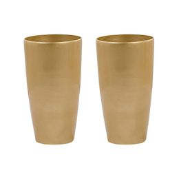 Beliani 2-tlg Outdoor Blumentopf TSERIA in Gold | Gr.: onesize